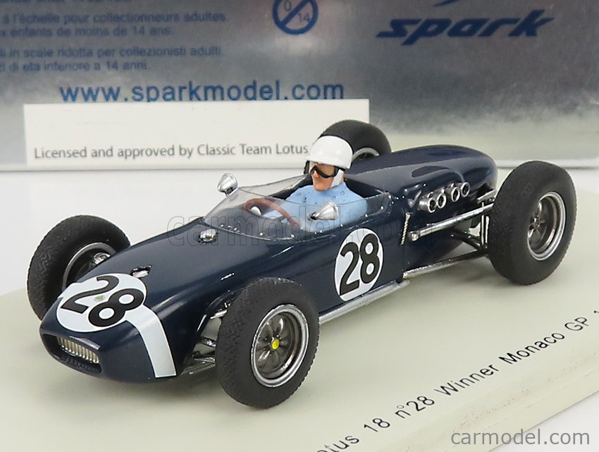 SPARK-MODEL S1839 Echelle 1/43 | LOTUS F1 18 N 28 WINNER MONACO GP 1960 ...