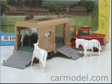 MATCHBOX K18 Scale 1/50 | DODGE ARTICULATED HORSE VAN TRUCK RED BEIGE