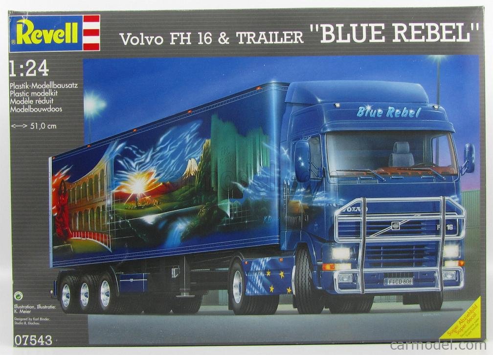 REVELL-KIT 07543 Escala 1/24 | VOLVO FH16 TRUCK WITH TRAILER TELONATO ...