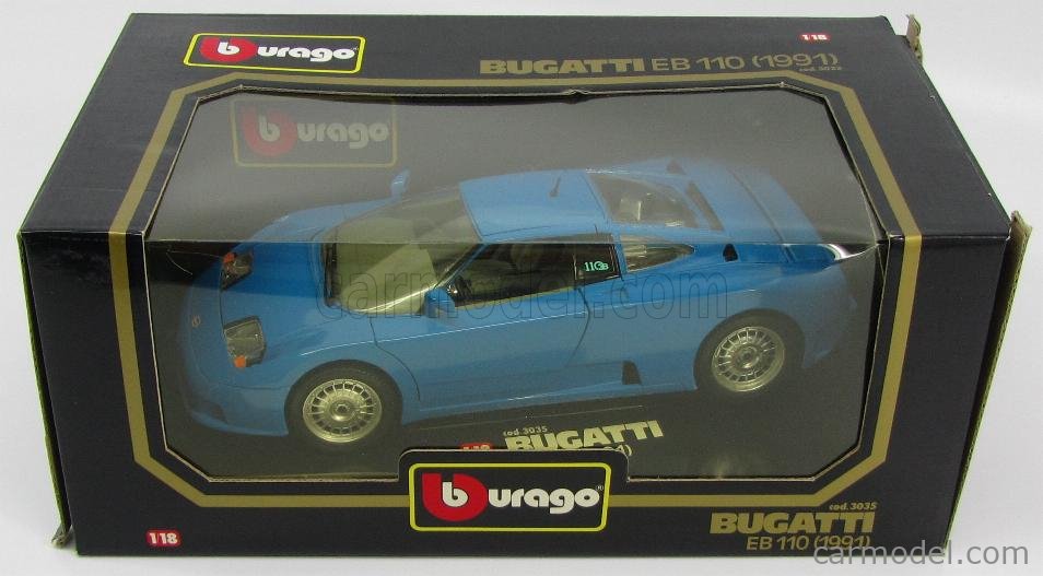 BURAGO 18-3035 Scale 1/18 | BUGATTI EB110 ALETTONE BASSO 1991 BLUETTE