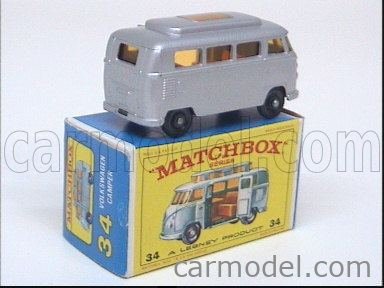 MATCHBOX 34 Scale 1/66 | VOLKSWAGEN T1 CAMPER SILVER
