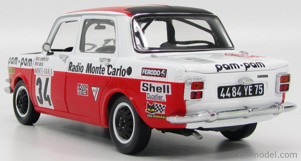 NOREV 185707 Scale 1/18 | SIMCA 1000 RALLY 2 N 34 21th RALLY MONTECARLO ...
