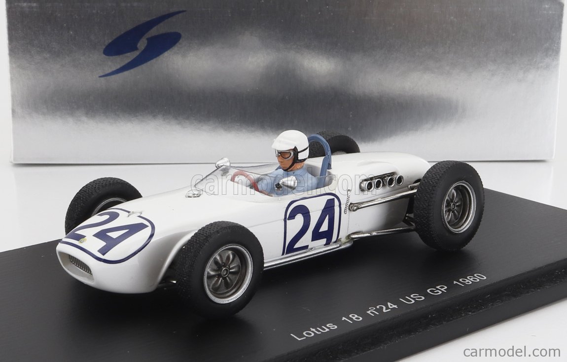 SPARK-MODEL S1841 Scale 1/43 | LOTUS F1 18 N 24 USA GP 1960 JIM HALL WHITE
