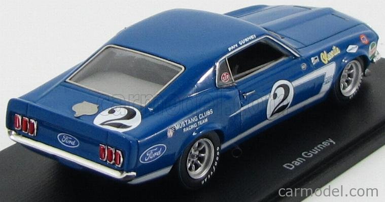 SPARK-MODEL S2641 Echelle 1/43 | FORD USA MUSTANG COUPE N 2 TRANS-AM 1969 D.GURNEY BLUE