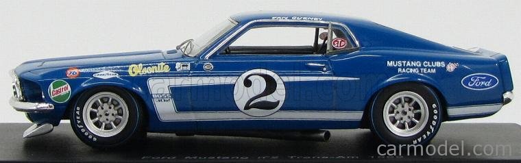 SPARK-MODEL S2641 Echelle 1/43 | FORD USA MUSTANG COUPE N 2 TRANS-AM 1969 D.GURNEY BLUE