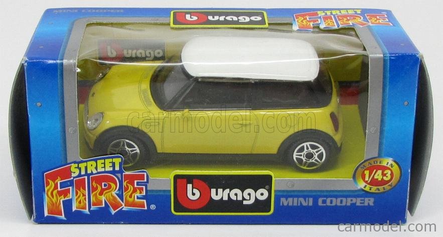 BURAGO 18-41005Y Scale 1/43 | MINI COOPER 2002 YELLOW WHITE