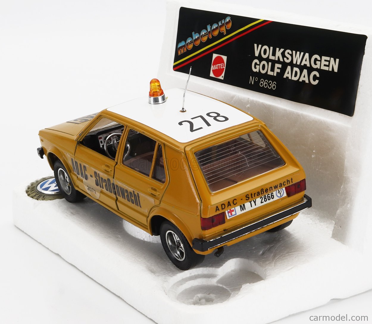 MEBETOYS MATTEL 8636 Scale 1/25 | VOLKSWAGEN GOLF 1 ADAC 278 YELLOW