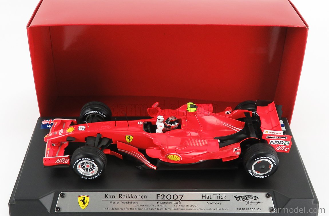 MATTEL HOT WHEELS M6712 Scala 1/18 | FERRARI F1 F2007 N 6 AUSTRALIAN GP ...