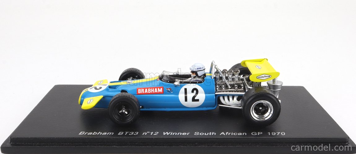 SPARK-MODEL S3508 Echelle 1/43 | BRABHAM F1 BT33 N 12 WINNER SOUTH AFRICAN GP 1970 JACK BRABHAM ...