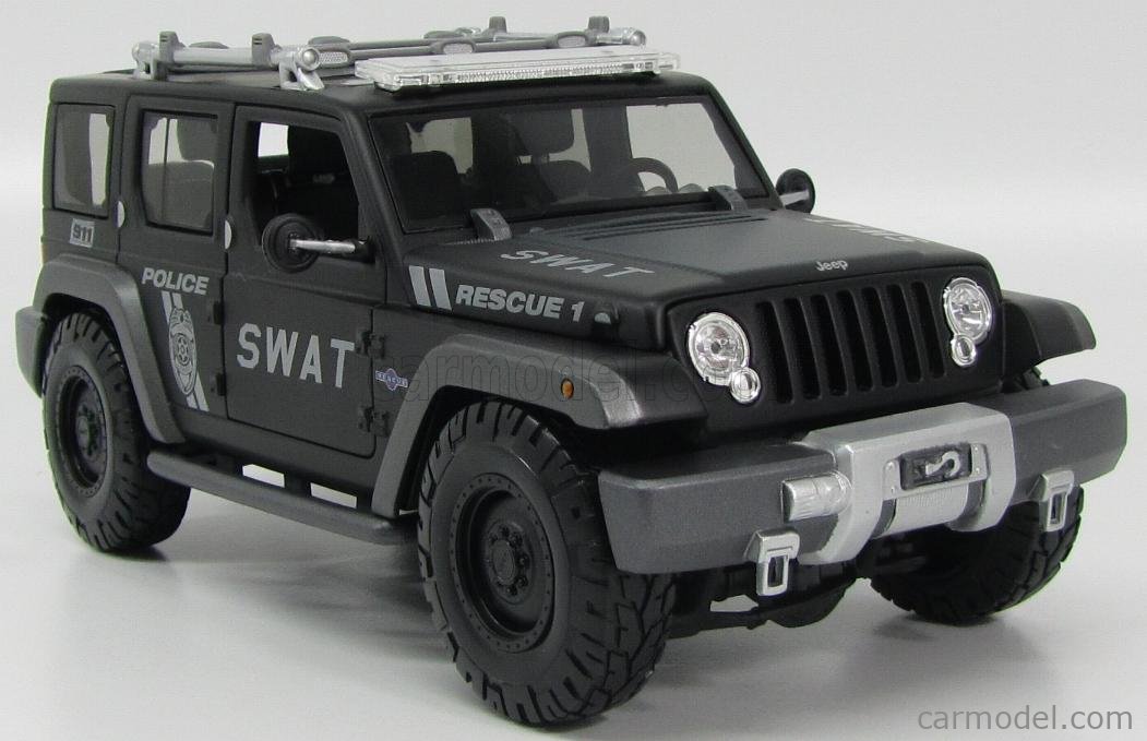 MAISTO 36211BK Scale 1/18 | JEEP RESCUE CONCEPT POLICE SWAT 2005 MATT BLACK