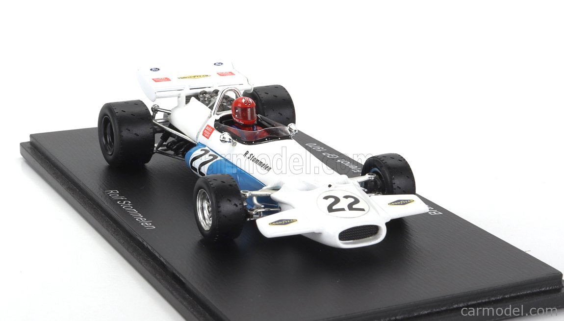 SPARK-MODEL S3509 Echelle 1/43 | BRABHAM F1 BT33 N 22 FRENCH GP 1970 ROLF STOMMELEN WHITE LIGHT BLUE