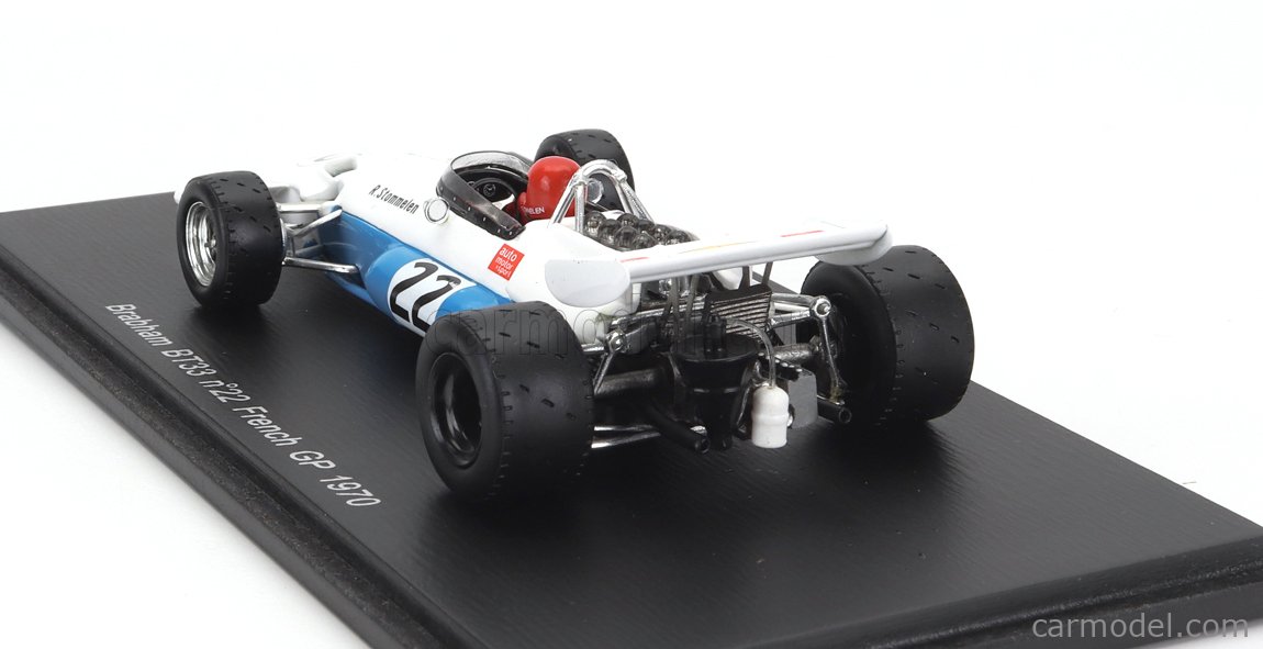 SPARK-MODEL S3509 Echelle 1/43 | BRABHAM F1 BT33 N 22 FRENCH GP 1970 ROLF STOMMELEN WHITE LIGHT BLUE