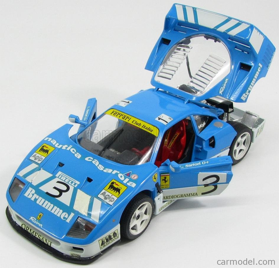 BURAGO 3032 Scale 1/18 | FERRARI F40 TEAM BRUMMEL N 3 RACING CAMPIONATO ...