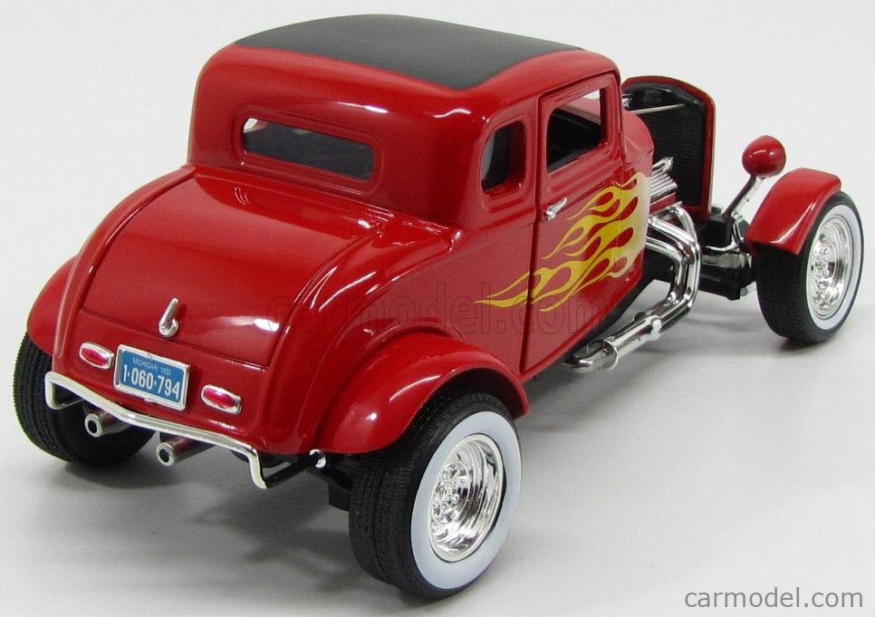 MOTOR-MAX 73172R Scale 1/18 | FORD USA HOT ROD WITH FLAMES 1932 RED