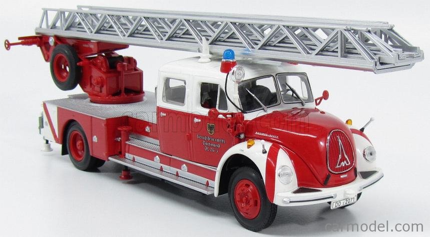 MINICHAMPS 439142170 Scale 1/43 | MAGIRUS DEUTZ MERKUR DL30 FEUERWEHR DORTMUND 1956 RED SILVER WHITE