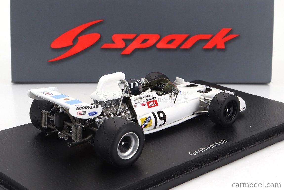 SPARK-MODEL S4340 Echelle 1/43 | BRABHAM F1 BT33 N 19 6th SOUTH AFRICAN GP 1972 GRAHAM HILL WHITE