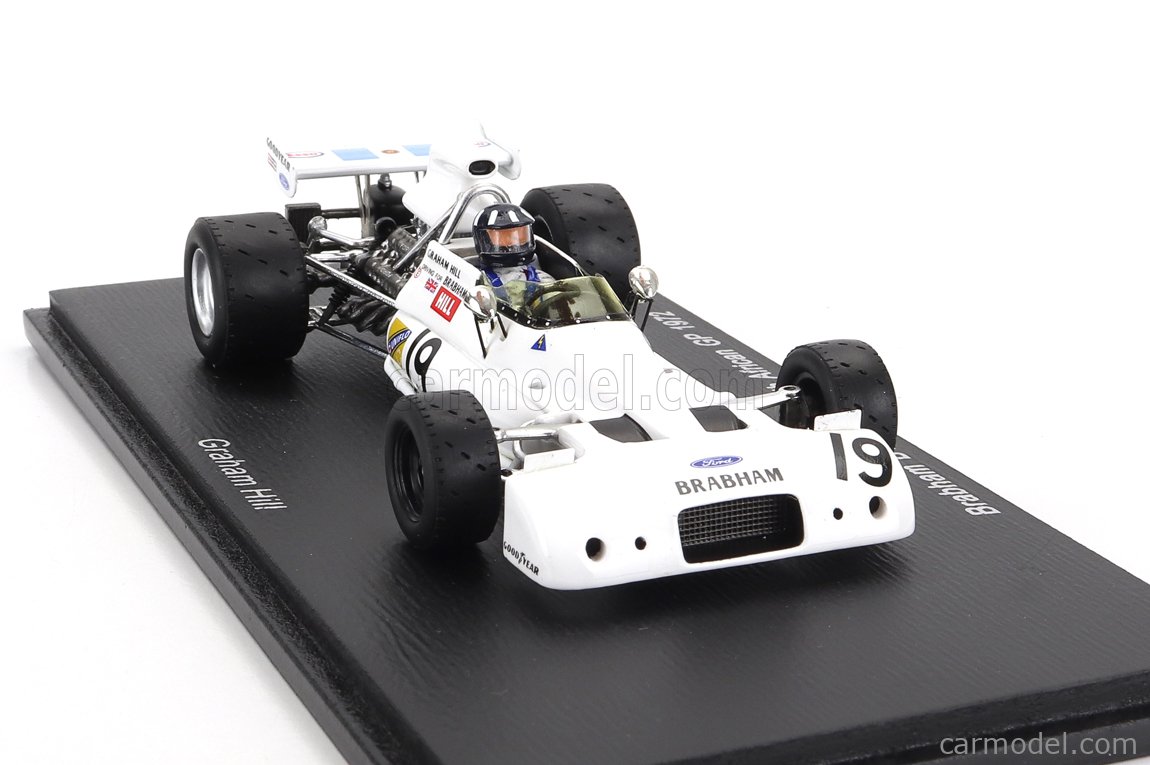 SPARK-MODEL S4340 Scale 1/43 | BRABHAM F1 BT33 N 19 6th SOUTH AFRICAN GP 1972 GRAHAM HILL WHITE
