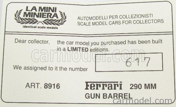 BEST-MODEL 8916 Echelle 1/43 | FERRARI 290MM SPIDER 1957 GUN BARREL