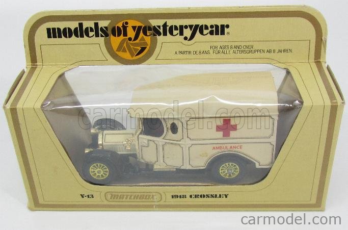 MATCHBOX Y13 Scale 1/43 | CROSSLEY VAN AMBULANCE - AMBULANZA 1918 WHITE RED