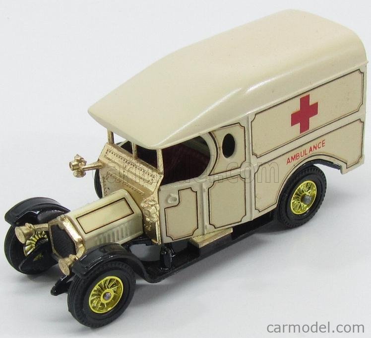 MATCHBOX Y13 Scale 1/43 | CROSSLEY VAN AMBULANCE - AMBULANZA 1918 WHITE RED