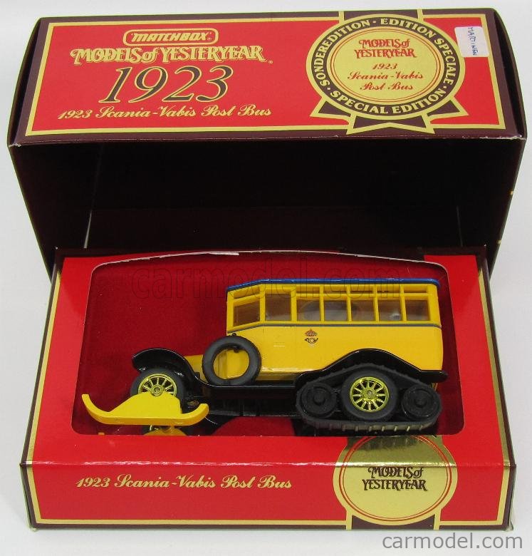 MATCHBOX Y16 Echelle 1/49 | SCANIA VABIS POST-BUS AUTOBUS 1923 YELLOW GREY