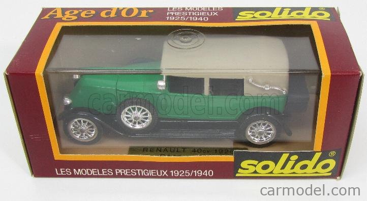 SOLIDO 1159 Scale 1/43 | RENAULT 40 CV CABRIOLET CLOSE 1926 GREEN BLACK