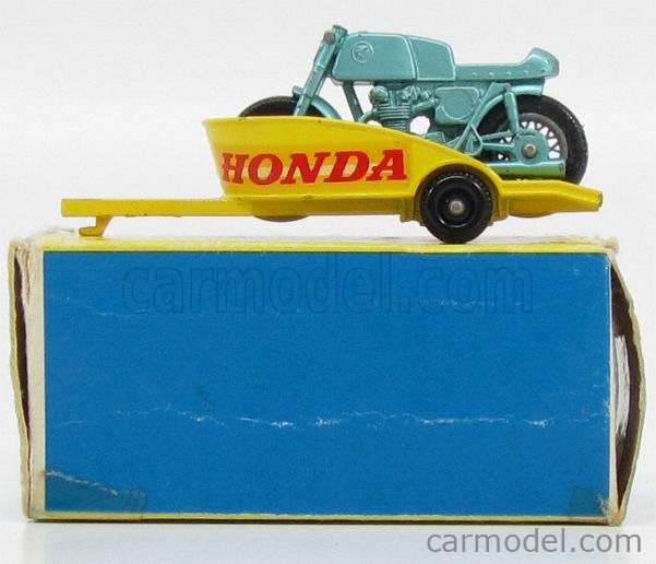 MATCHBOX 38 Scale 1/66 | HONDA GP MOTORCYCLE + TRAILER YELLOW GREEN MET