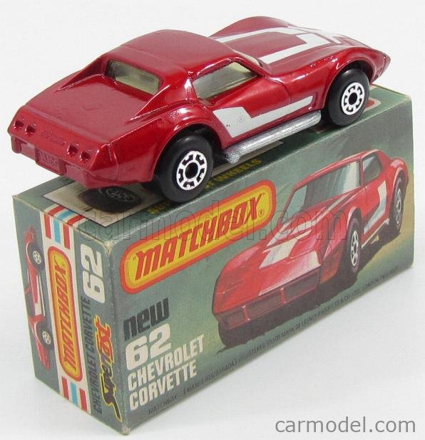 MATCHBOX 62 Scale 1/64 | CHEVROLET CORVETTE 1970 RED WHITE