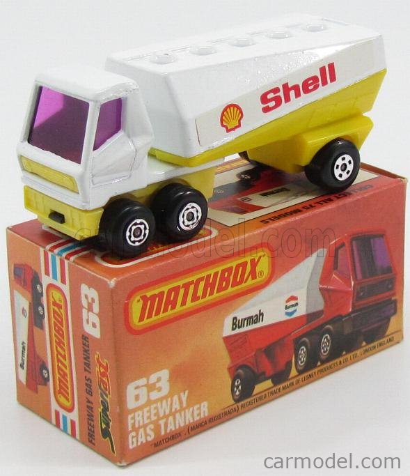 MATCHBOX 63 Scale 1/66 | MATCHBOX FREEWAY GAS TANKER YELLOW WHITE