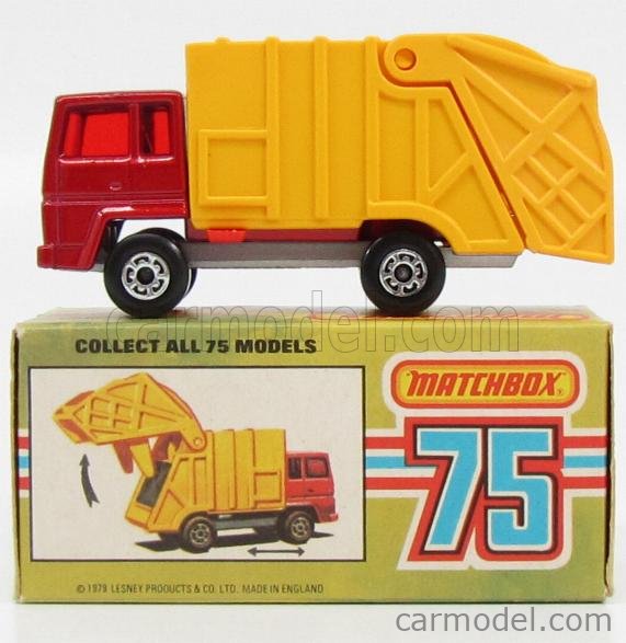 MATCHBOX 36 Scale 1/66 | FORD ENGLAND REFUSE TRUCK RED MET YELLOW